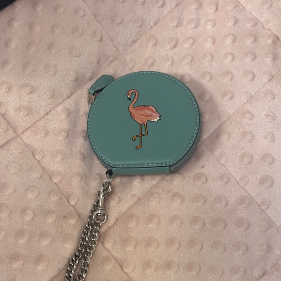 Coach | Accessories | Coach Teal Coin Purse With Flamingo Motif | Poshmark